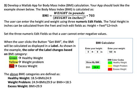 Solved Develop A Matlab App For Body Mass Index Bmi