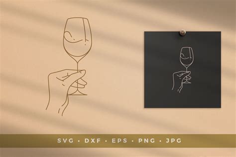Hand Holding Glass Of Wine Line Art Graphic By Vasyako1984 · Creative