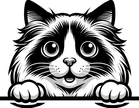 Ai Generated Cute Black And White Peeking Cat Pngthis Design Use Your Own Prints And Many Other