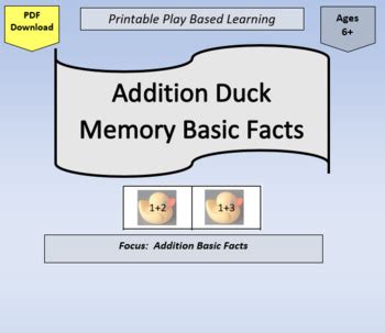 Addition Basic Facts Memory Game By MrsRsLearningLab TPT