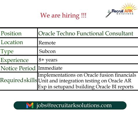 Raman Kumar On Linkedin We Are Hiring For Oracle Techno Functional Consultant Remote For One Of…