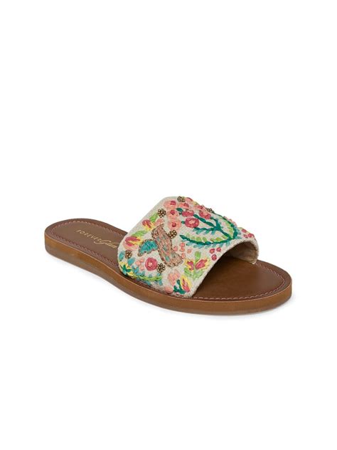 Buy Forever Glam By Pantaloons Women Beige Embroidered Open Toe Flats
