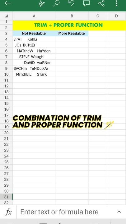 Special Excel Functions Trim And Proper Functions Ytshorts Youtybeshorts Excelshorts Excel