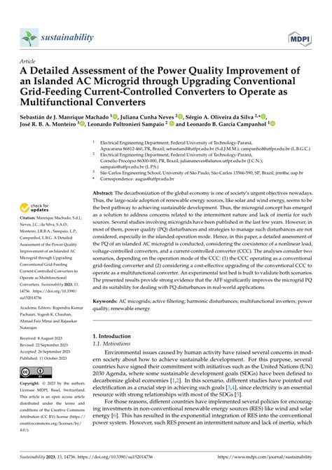 PDF A Detailed Assessment Of The Power Quality Improvement Of An Islanded AC Microgrid Through