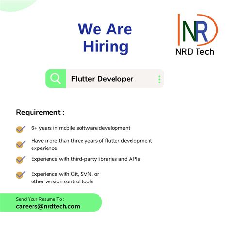 Nrd Tech Private Limited On Linkedin We Are Hiring Position Flutter Developer Location