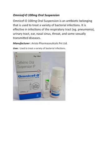 Omnicef O 100mg Suspension 100 Ml At Rs 75 Bottle In Nagpur Id 2853734070662