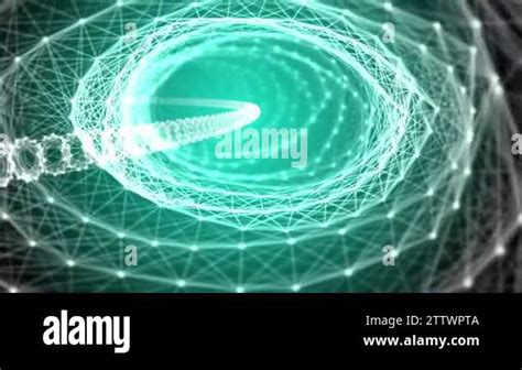 going through abstract tunnel light lines and nodes structure