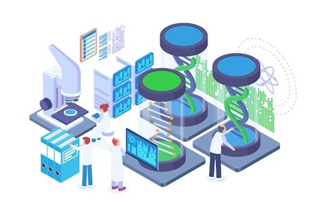 Premium Vector Isometric Genetic Science Vector Concept