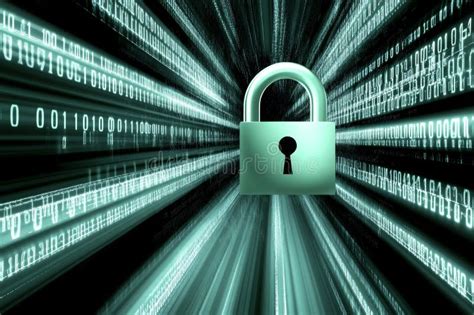 digital security concept binary code and lock symbolizing online data