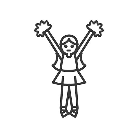 Line Art Illustration Of A Female Cheerleader Holding Pompoms Premium Ai Generated Vector