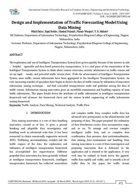 pdf design and implementation of traffic forecasting model using data