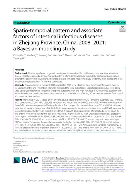 Pdf Spatio Temporal Pattern And Associate Factors Of Intestinal