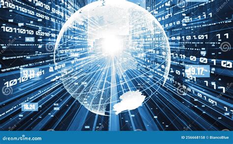 Futuristic Global Network And Tacit Digital Data Transfer 3d Graphic