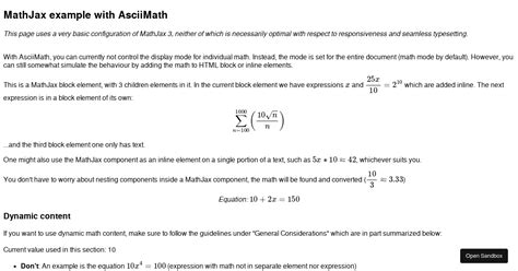 Better React Mathjax Example Asciimath Forked Codesandbox