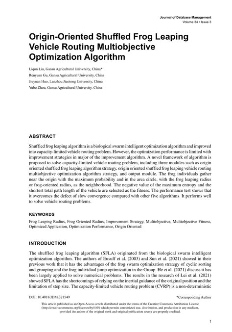 Pdf Origin Oriented Shuffled Frog Leaping Vehicle Routing