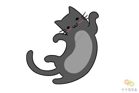 可爱的小黑猫简笔画步骤图 猫简笔画