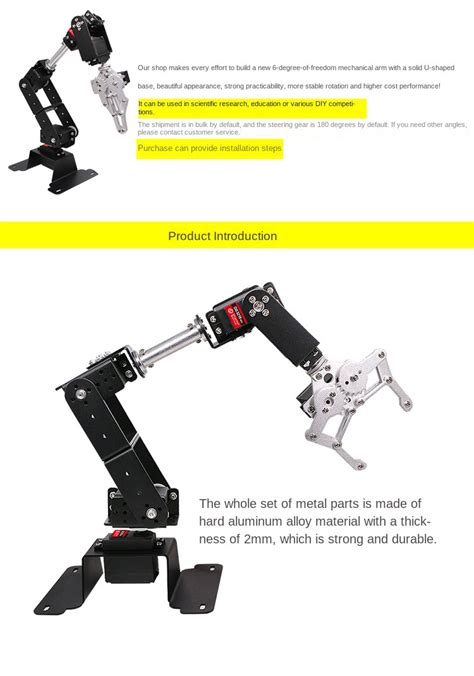 Diy Dof Robot Manipulator Arm Kit With Metal Alloy Clamp And Mg