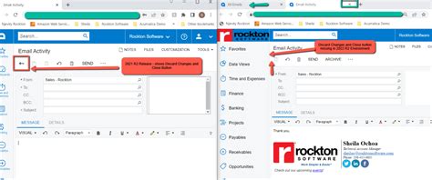 Discard Changes And Close Button Missing From Email Activity After
