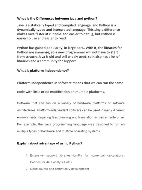 What Is The Differences Between Java And Python Pdf