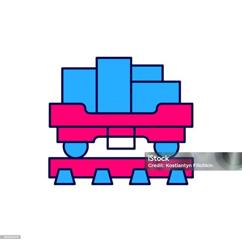 흰색 배경에 격리 된 윤곽선화물 기차 마차 아이콘 전체 화물 차 철도 운송 벡터 가득 찬에 대한 스톡 벡터 아트 및 기타 이미지