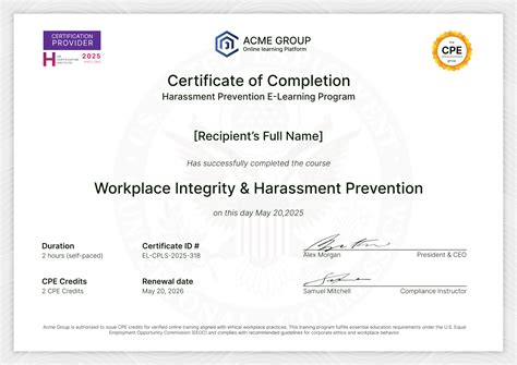 Professional And Traditional Sexual Harassment Training Certificate