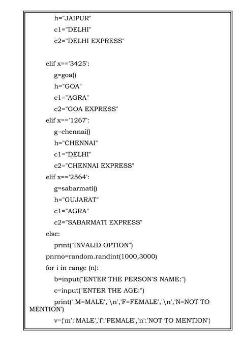 Computer Science Project Of Railway Reservation System Python Programming Pdf