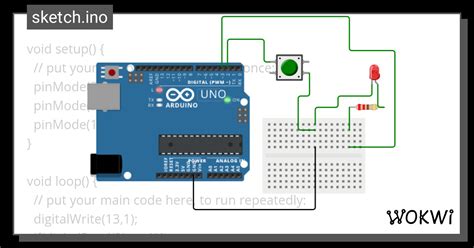 on and off led by preshing push buttom wokwi esp32 stm32 arduino simulator