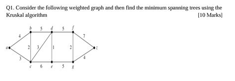 Solved Q1 ﻿consider The Following Weighted Graph And Then