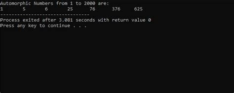 Write A Program To Display All The Automorphic Numbers From 1 To 2000 Example 6 25 Since