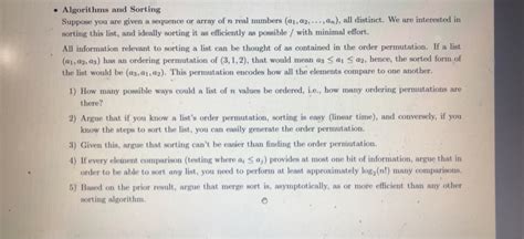 Algorithms And Sorting Suppose You Are Given A