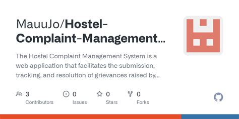 GitHub MauuJo Hostel Complaint Management System The Hostel