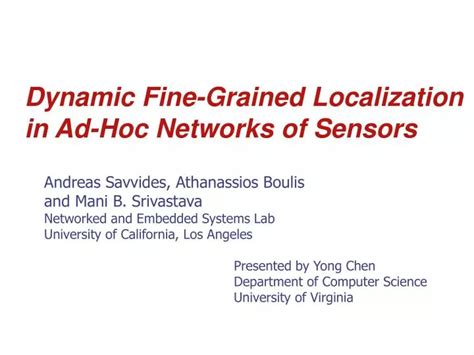 Ppt Dynamic Fine Grained Localization In Ad Hoc Networks Of Sensors Powerpoint Presentation