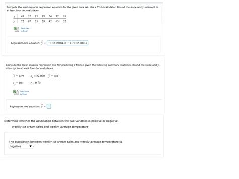 Solved Compute The Least Squares Regression Equation For The Chegg