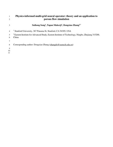 Pdf Physics Informed Multi Grid Neural Operator Theory And An Application To Porous Flow