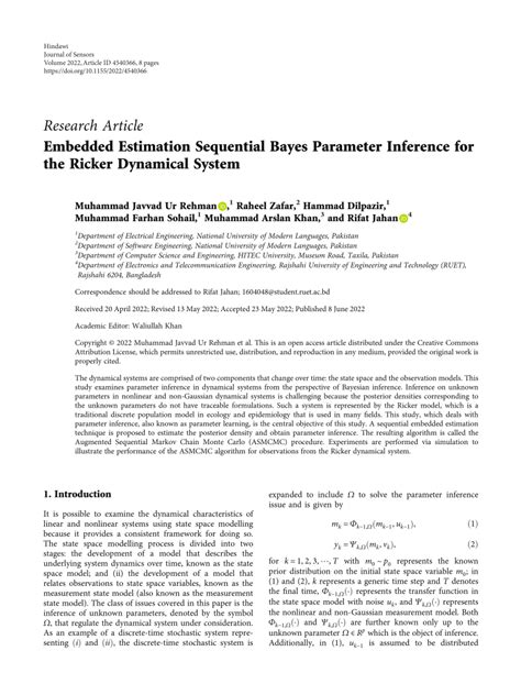 Pdf Embedded Estimation Sequential Bayes Parameter Inference For The