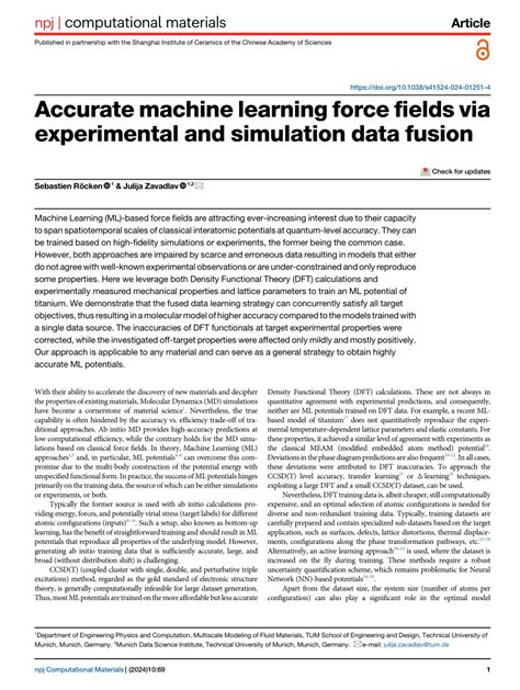 Pdf Accurate Machine Learning Force Fields Via Experimental And Simulation Data Fusion