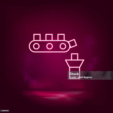 조립 라인 컨베이어 벨트 벡터 네온 아이콘 일러스트레이션 절연 벡터 기호 강철에 대한 스톡 벡터 아트 및 기타 이미지 강철 개념 개체 그룹 Istock