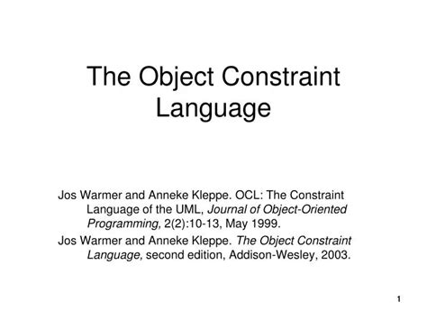 ppt the object constraint language powerpoint presentation free