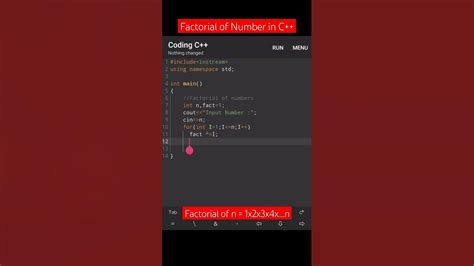 Factorial Of Numbers In C Short Shortsfeed Shorts Programming