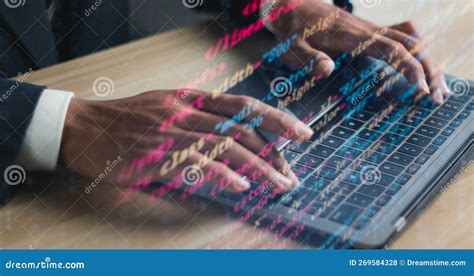 Programmers Work With Computer Code On A Virtual Interface Digital