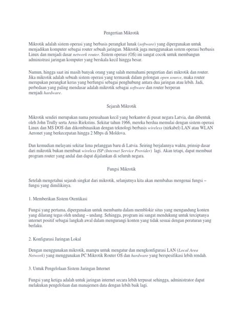 Pengertian Mikrotik Pdf