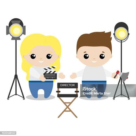 남자와 여자 감독 스타일 만화 직업에 있는 귀여운 만화 아이 들의 집합입니다 벡터 일러스트 레이 션 감독에 대한 스톡 벡터 아트 및 기타 이미지 Istock