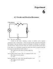 Lab AC Circuits And Electrical Resonance Pdf Experiment AC Circuits And Electrical