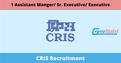 Cris Hiring Notification 2024 For 1 Post Of Assistant Manger Sr Executive Executive