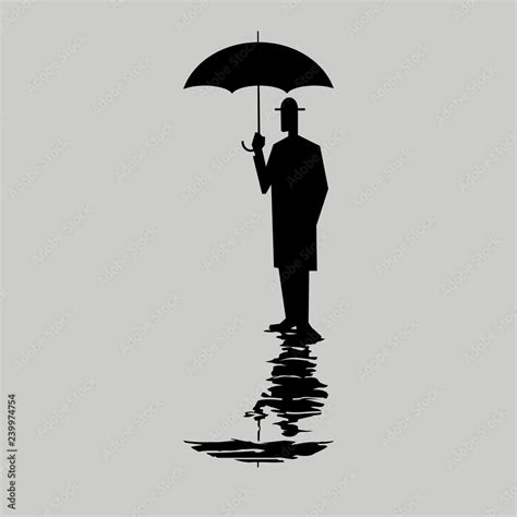 Umbrella Man Silhouette