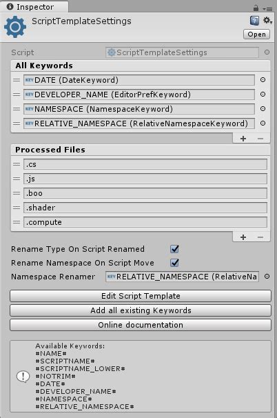 script template settings v1 9 1 improve unity template by adding your