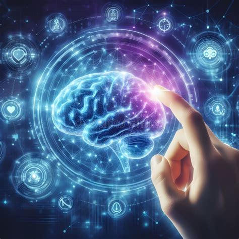 Human Brain Activity With Plexus Lines External Cerebral Connections In The Frontal Lobe Stock