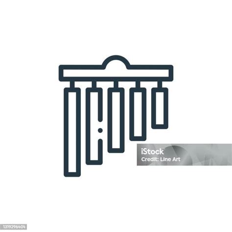 음악 개념에서 아이콘 벡터를 차임 차임 편집 가능한 스트로크의 얇은 선 그림 웹 및 모바일 앱 로고 인쇄 미디어에 사용하기 위한 선형 사인을 차임 0명에 대한 스톡 벡터