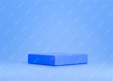 파란색 연단 받침대 최소 제품 디스플레이 추상적 인 배경 3d 그림 제품 배치를 위한 빈 디스플레이 장면 프레젠테이션 무료 사진