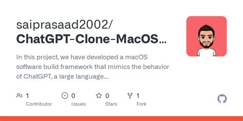 Github Saiprasaad2002chatgpt Clone Macos Build In This Project We Have Developed A Macos